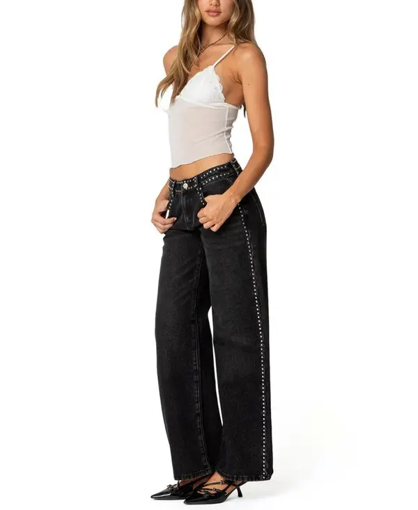 EDIKTED Malika Lacey Sheer Mesh Tank Top