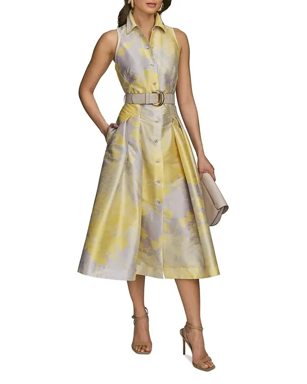 Donna Karan New York Belted Shirtdress - Limoncello Multi | Editorialist