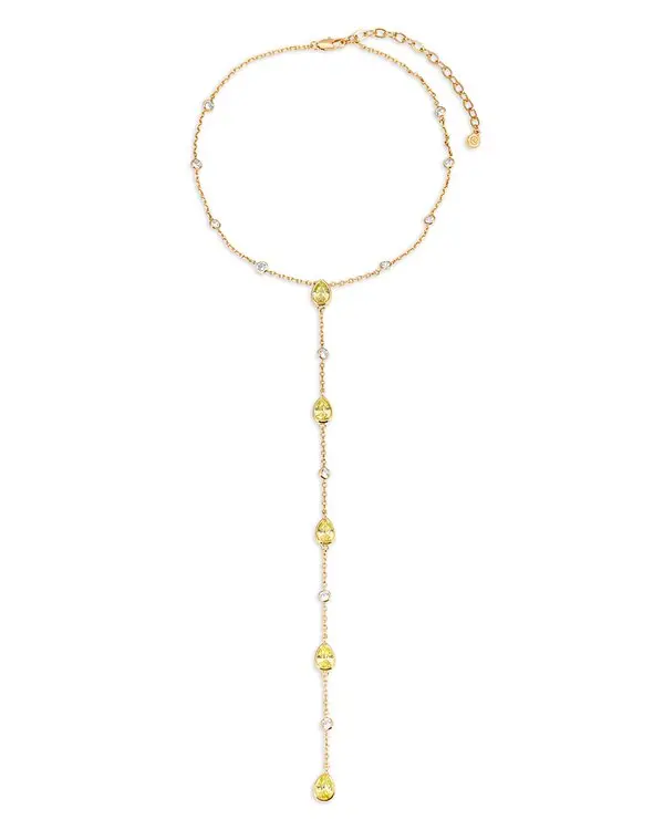 Ettika Cubic Zirconia Lariat Necklace - Gold/green