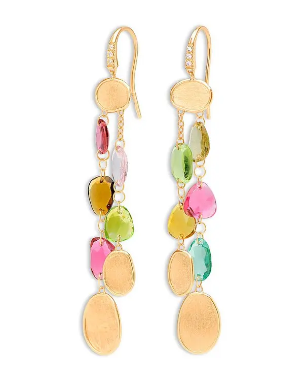 Marco Bicego 18k Yellow Lunaria Tourmaline & Diamond Earrings - Gold
