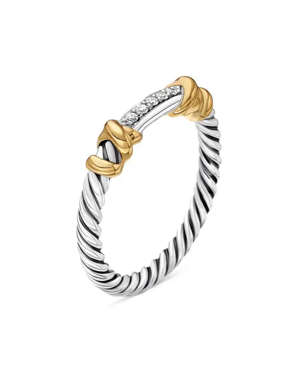 David Yurman Petite Helena Wrap Band Ring, 4mm - Silver/gold
