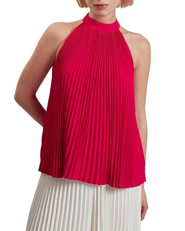 Ted Baker London High Neck Sleeveless Pleated Top - Fuchsia