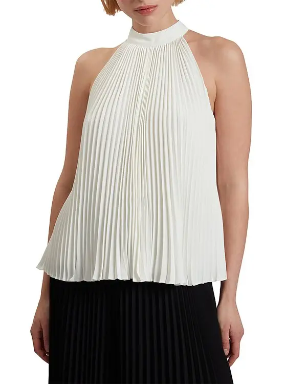 Ted Baker London Jamaya High Neck Pleated Top - Ivory