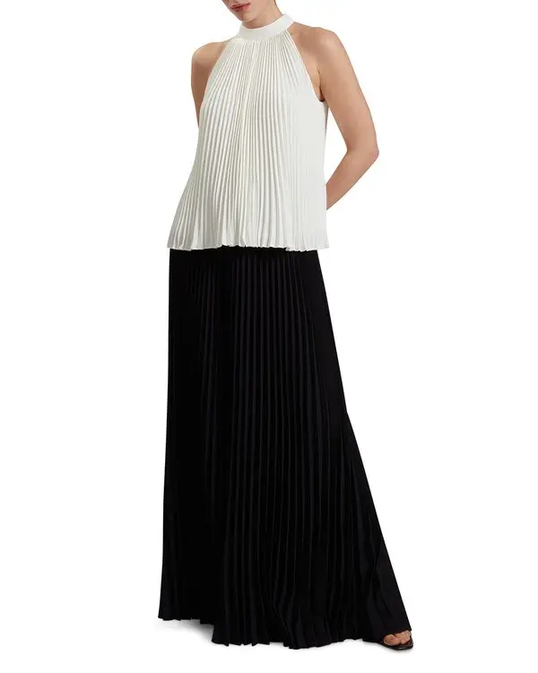 Ted Baker London Jamaya High Neck Pleated Top - Ivory