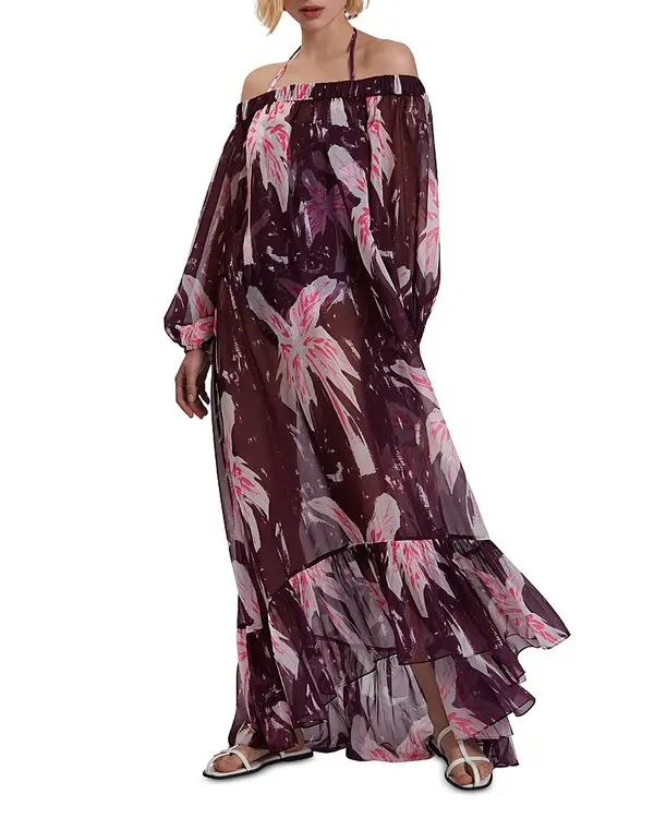 Ted Baker London Montaya Bardot Maxi Cover Up - Maroon