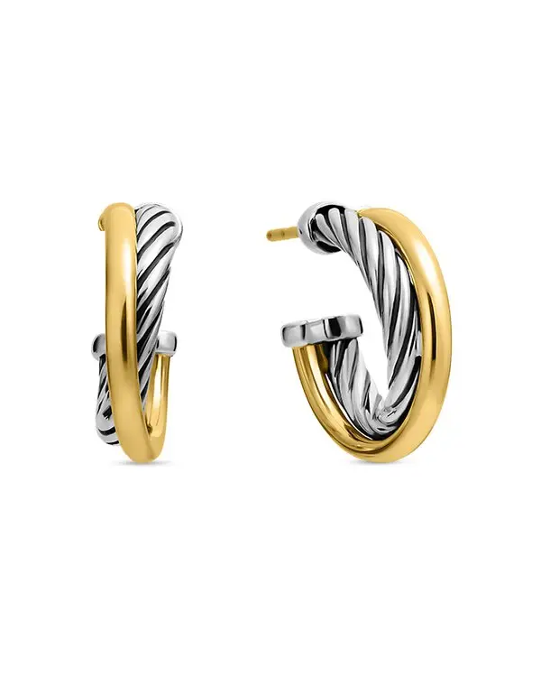 David Yurman Crossover Hoop Earrings - Silver/gold