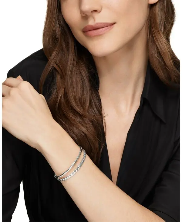David Yurman Dy Mercer Two Row Cuff Bracelet - Silver