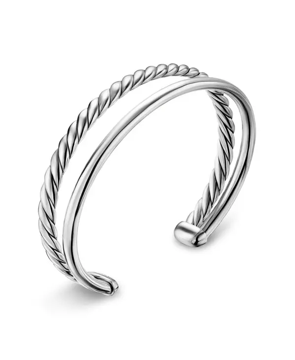 David Yurman Dy Mercer Two Row Cuff Bracelet - Silver