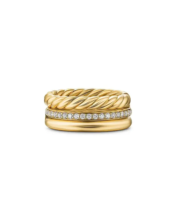 David Yurman Dy Mercer Three Row Diamond Ring - White/gold