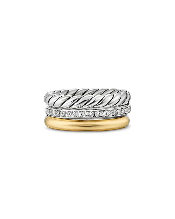 David Yurman Dy Mercer Three Row Ring - Silver/gold