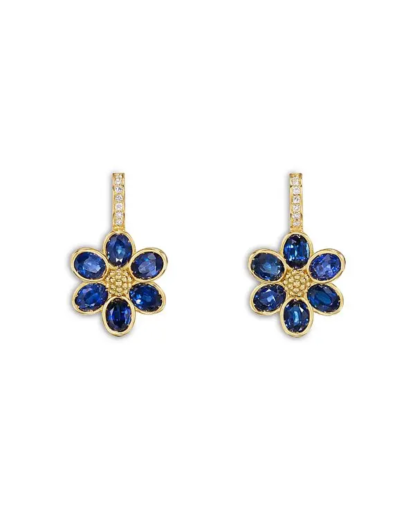 Temple St. Clair 18k Yellow Gold Fiori Flower Drop Earrings - Gold/blue