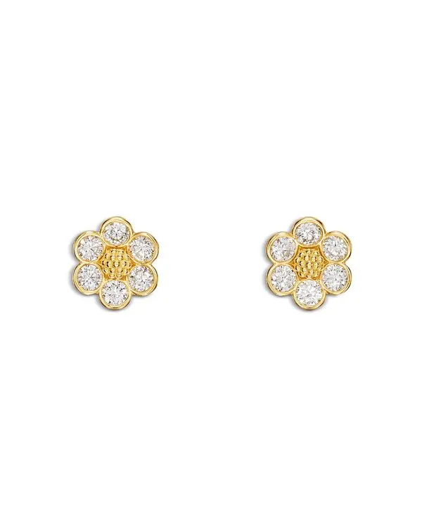 Temple St. Clair 18k Yellow Diamond Fiori Flower Stud Earrings - Gold