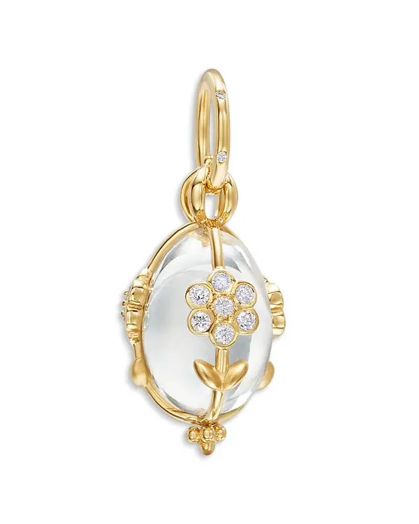 Temple St. Clair 18k Yellow Fj Crystal & Diamond Flower Amulet Pendant - Gold