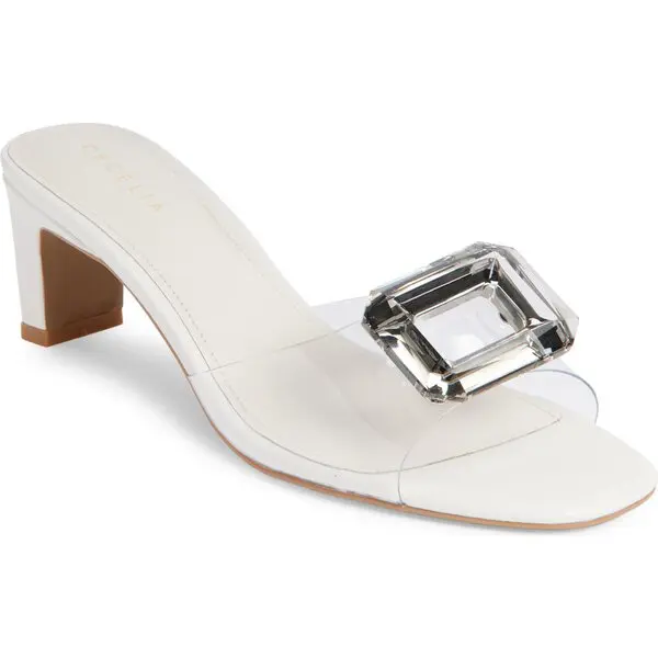 CECELIA NEW YORK Park Avenue Jewel Detail Sandals - Alabaster