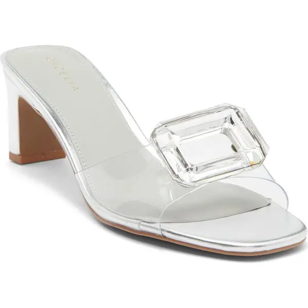 CECILIA NEW YORK Park Avenue Jewel Detail Sandals - Silver