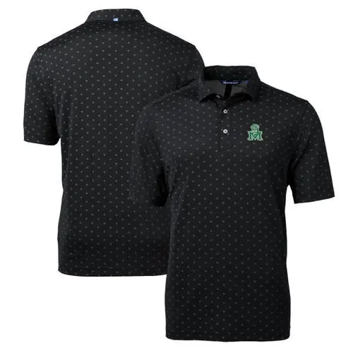 Cutter & Buck Marshall Thundering Herd Team Big & Tall Virtue Eco Pique Tile Print Polo - Black