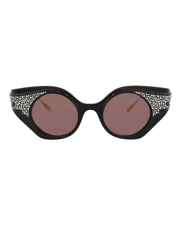 Gucci Cat Eye Frame Recycled Acetate Sunglasses - Black/gold/brown (gg1327s