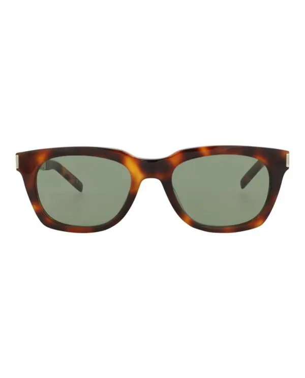 Saint Laurent Square Frame Recycled Acetate Sunglasses - Havana/gold/green (sl582