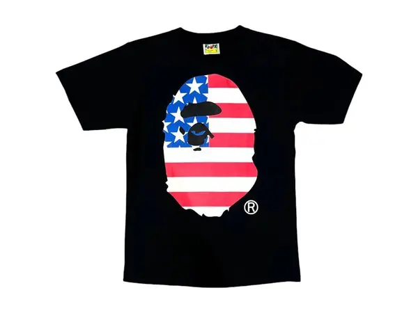 A BATHING APE Usa Flag Ape Head Tee Shirt - Black
