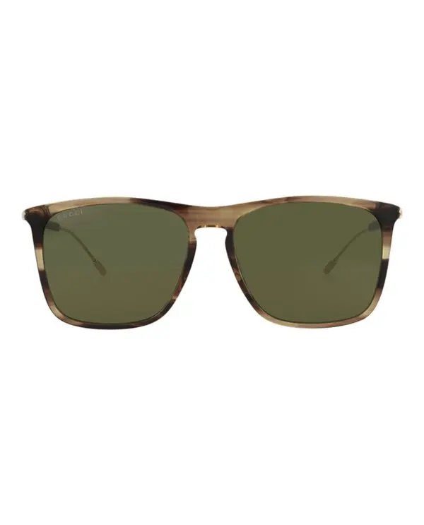 Gucci Square Frame Recycled Acetate Sunglasses - Havana/gold/green (gg1269s