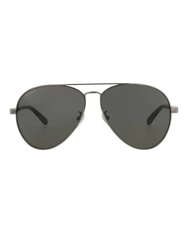 Gucci Aviator Frame Metal Sunglasses - Ruthenium/black/grey (gg1288sa