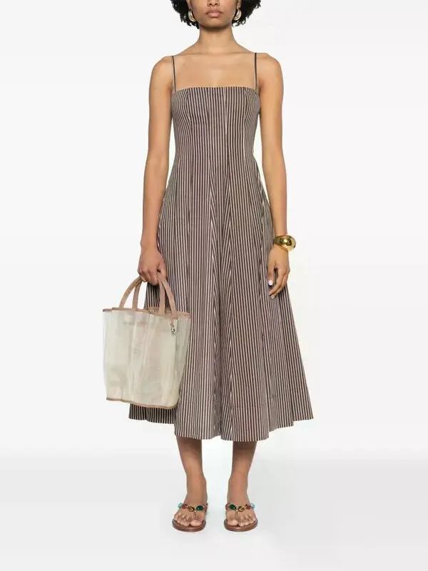 staud brown striped dress STAUD, Wade Dress in Monday Stripe, Size XS