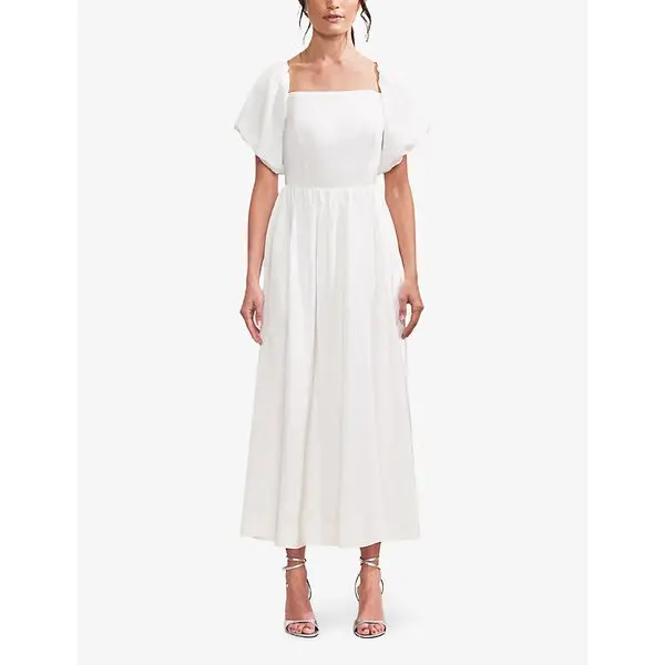 Ro&Zo Alba Bardot Puff-Sleeve Woven Maxi Dress In Ivory - 70% Off |  Editorialist