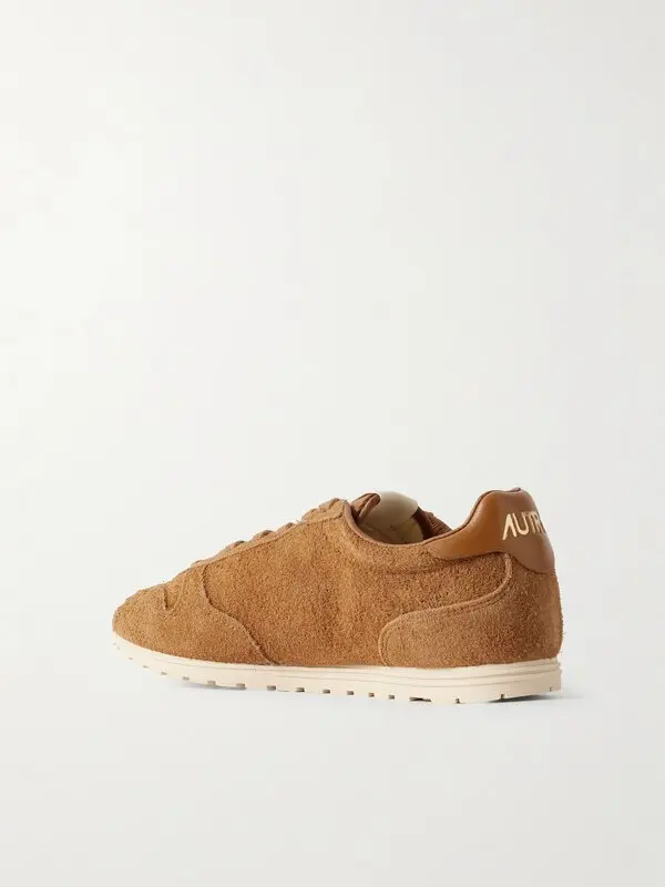 AUTRY Windspin Leather-trimmed Brushed Suede Sneakers - Brown