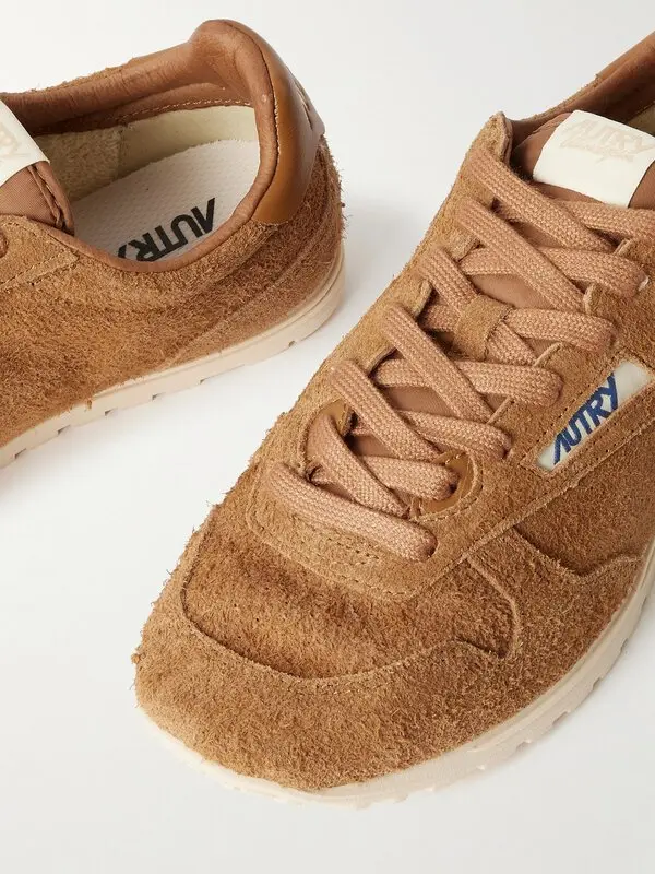 AUTRY Windspin Leather-trimmed Brushed Suede Sneakers - Brown