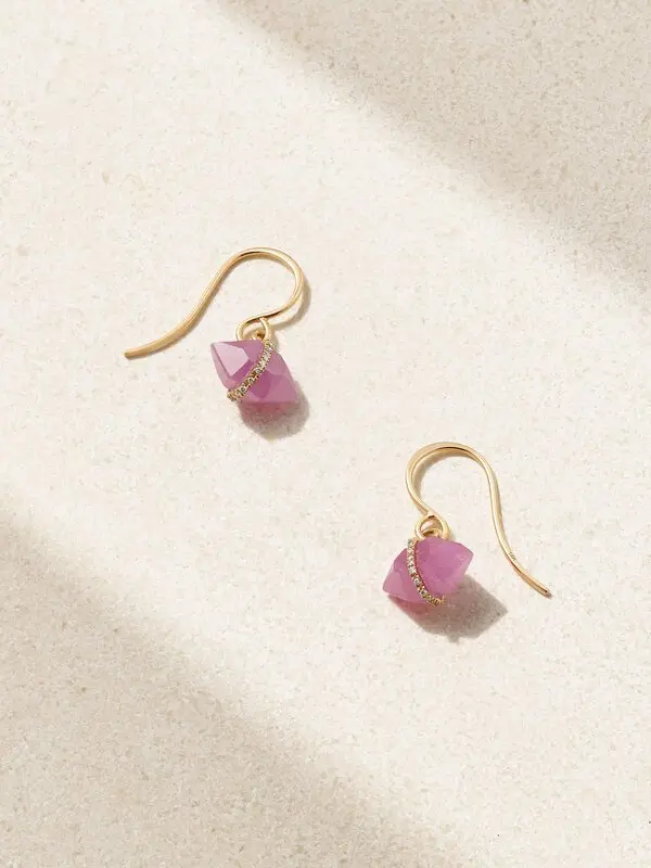 MELISSA JOY MANNING 14-karat Recycled Gold, Ruby And Herkimer Diamond Earrings - Red