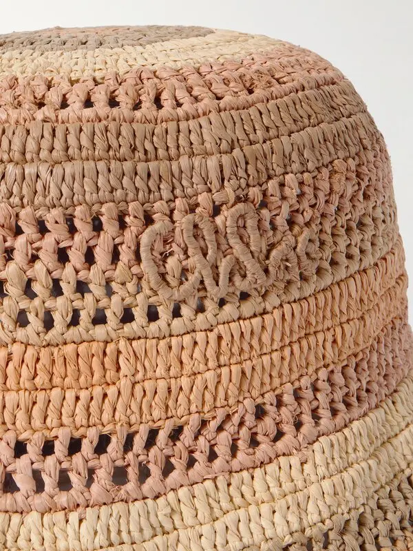 Chloé Sunset Embroidered Striped Raffia Hat