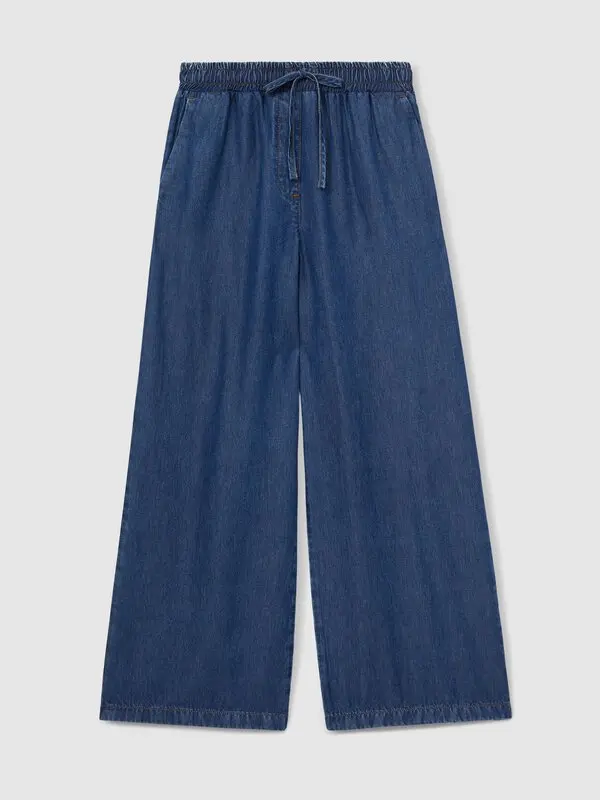 REISS Parker Wide-leg Chambray Trousers