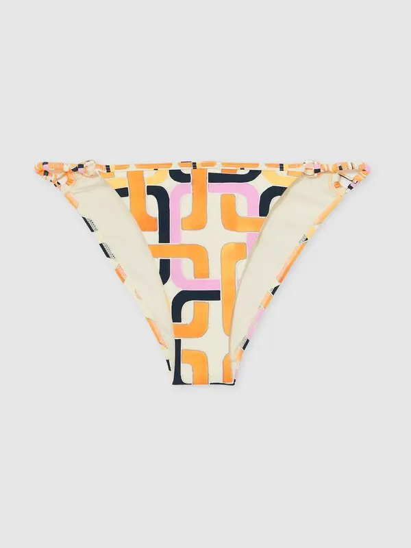 REISS Wynee Chain-print Bikini Bottom - Orange