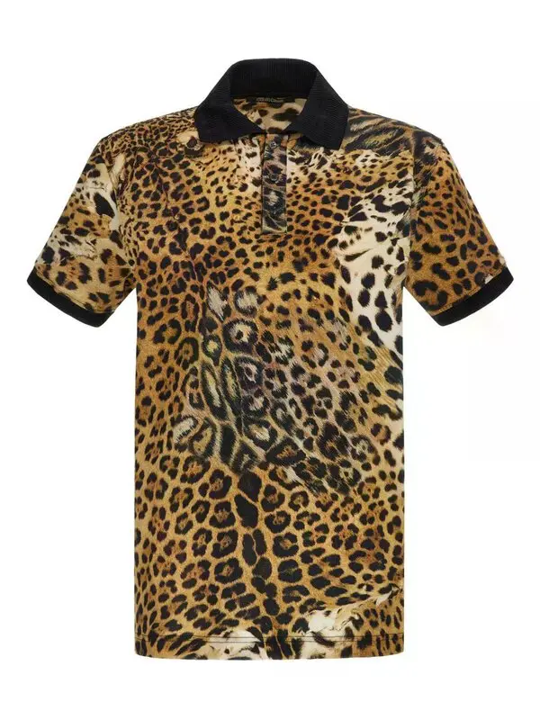 Roberto Cavalli Leopard-print Polo Shirt