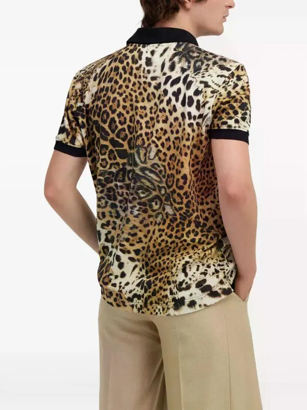 Roberto Cavalli Leopard-print Polo Shirt
