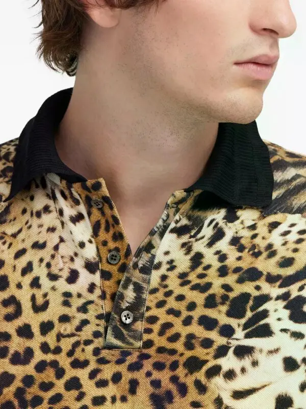 Roberto Cavalli Leopard-print Polo Shirt