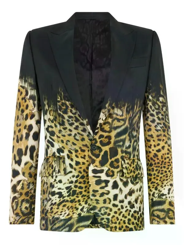 Roberto Cavalli Leopard-print Blazer - Black