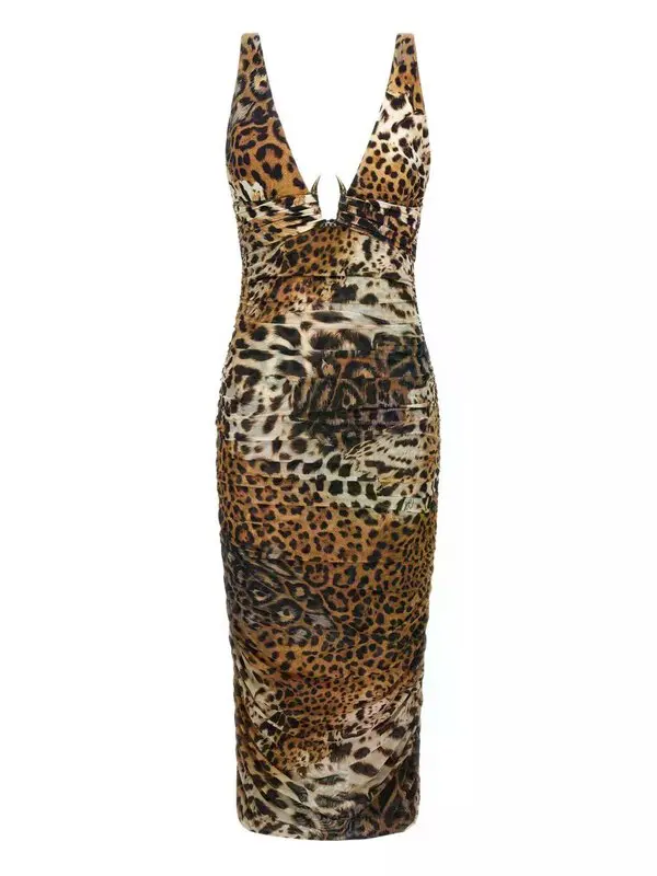 Roberto Cavalli Leopard-print Midi Dress