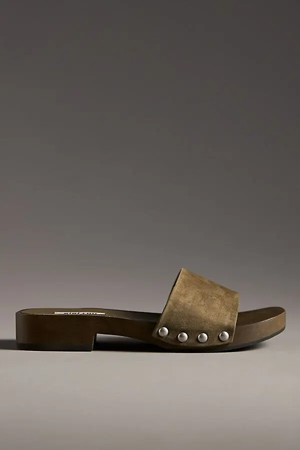 BIBI LOU Wood-bottom Slides - Khaki