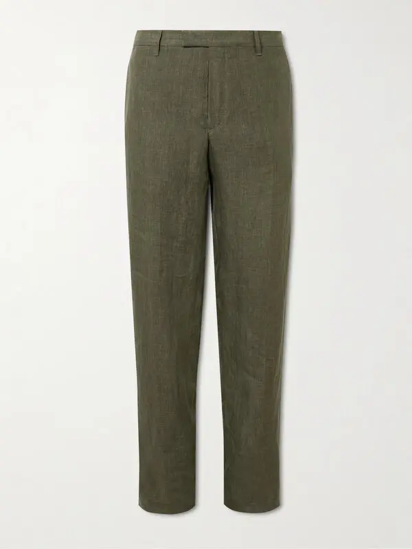 Mr P. Straight-leg Puppytooth Linen Suit Trousers