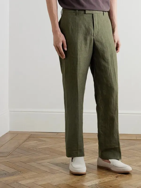 Mr P. Straight-leg Puppytooth Linen Suit Trousers