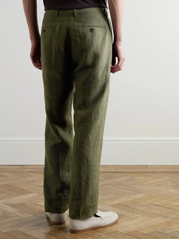 Mr P. Straight-leg Puppytooth Linen Suit Trousers