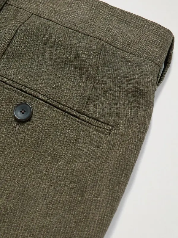 Mr P. Straight-leg Puppytooth Linen Suit Trousers