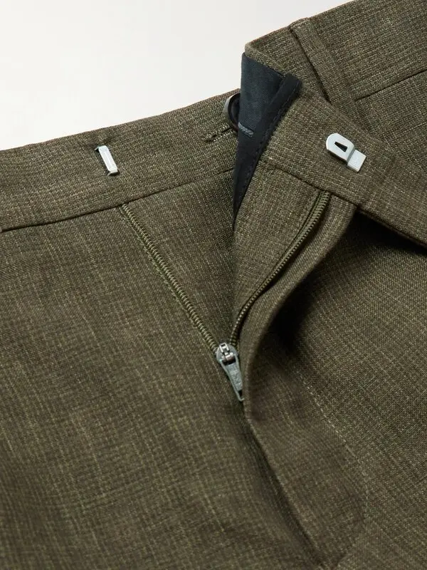 Mr P. Straight-leg Puppytooth Linen Suit Trousers