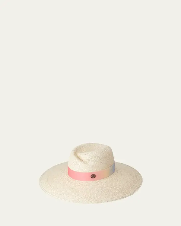 MAISON MICHEL Virginie Sunset Ribbon Straw Fedora - Natural