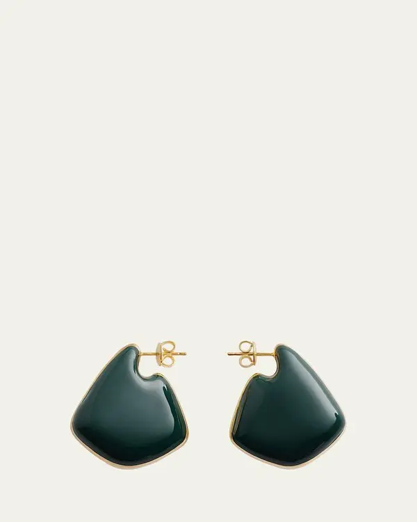 Bottega Veneta Small Fin Enamel Earrings - Emeraldwht