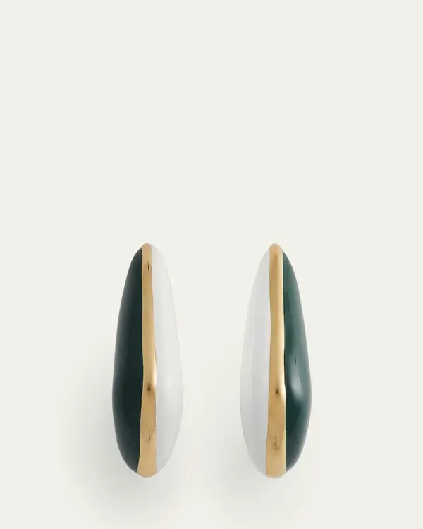 Bottega Veneta Small Fin Enamel Earrings - Emeraldwht