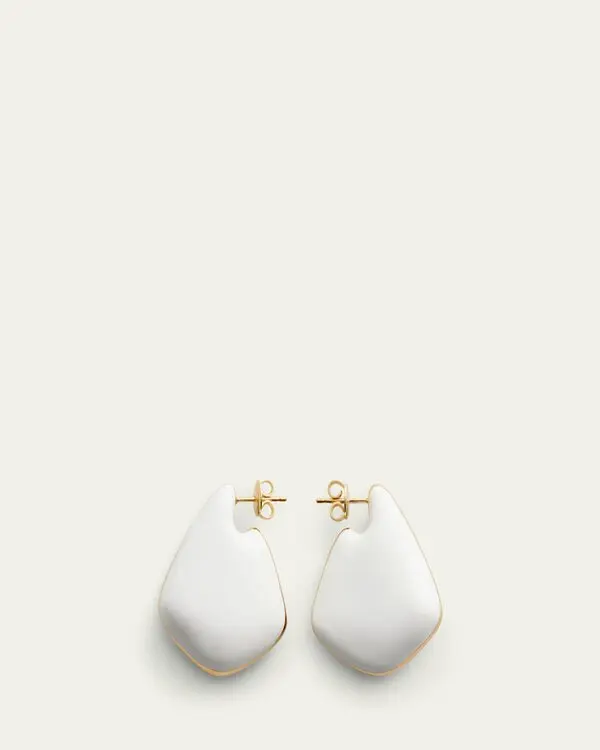 Bottega Veneta Small Fin Enamel Earrings - Emeraldwht