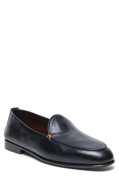 Santoni Vibe Apron-toe Loafer - Black
