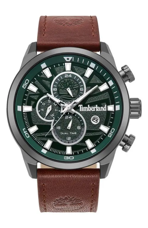 Timberland Multifunction Chronograph Leather Strap Watch - Dark Brown